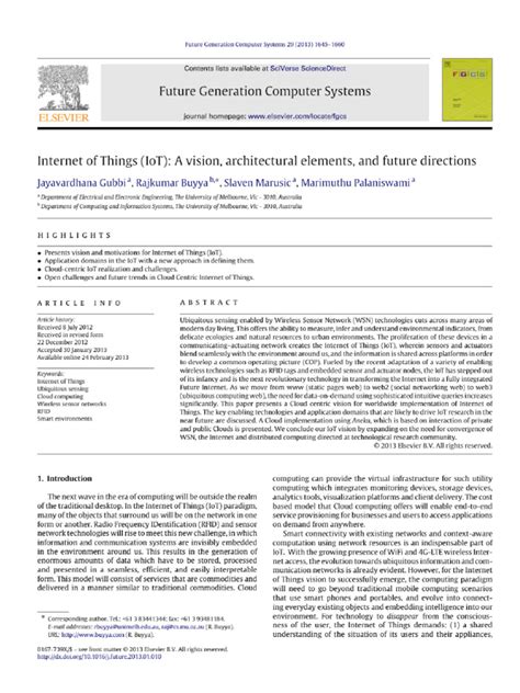 internet of things iot a vision architectural elements and future directions future generation