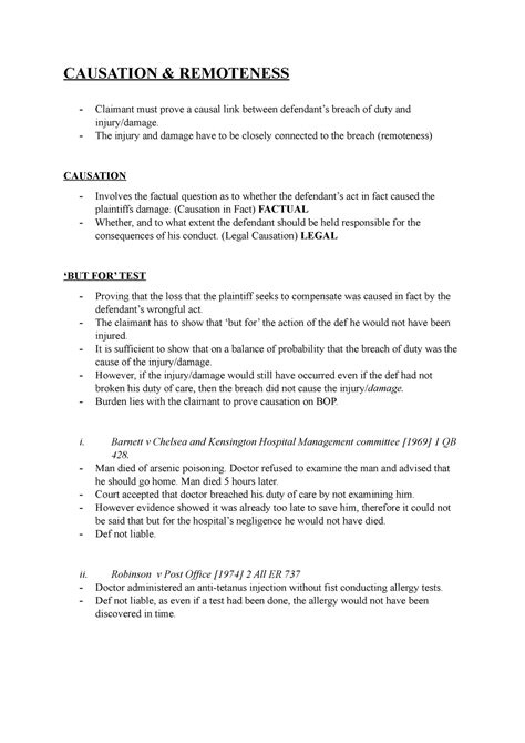 Causation Remoteness Lecture Notes For Bangor University Lecturer