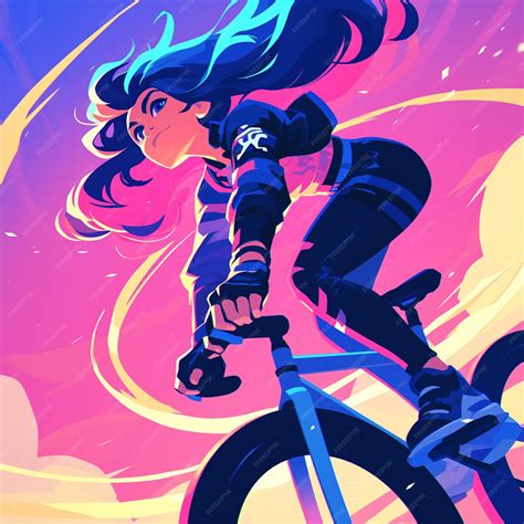 Premium Vector A Aurora Girl Rides A Racing Unicycle In Cartoon Style