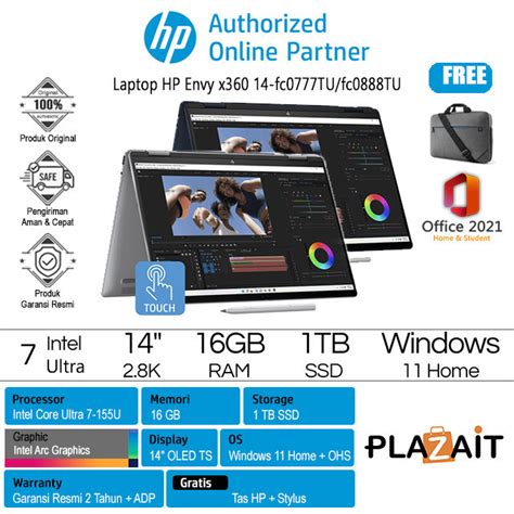 Jual Laptop Hp Envy X Fc Tu Fc Tu Intel Core Ultra U Gb Tb Ssd Intel Arc