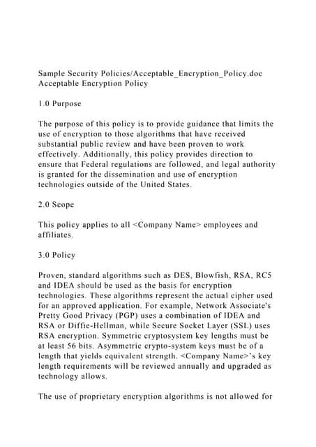 Sample Security Policiesacceptable Encryption Policy Docaccep Docx