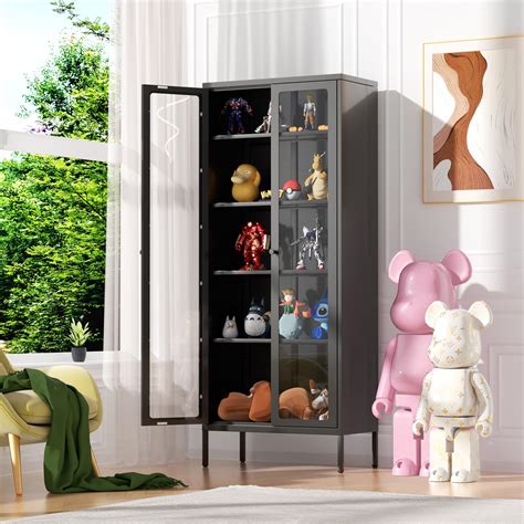 Oakcloud 67 Metal Glass Display Cabinet Storage Cabinet