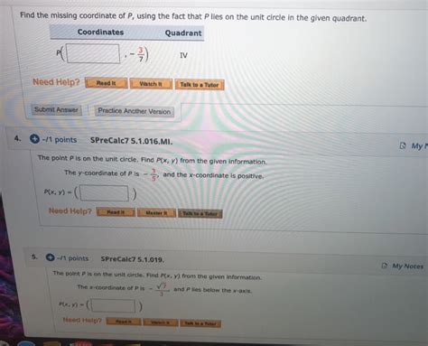 Solved Find The Missing Coordinate Of P Using The Fact That Chegg Com