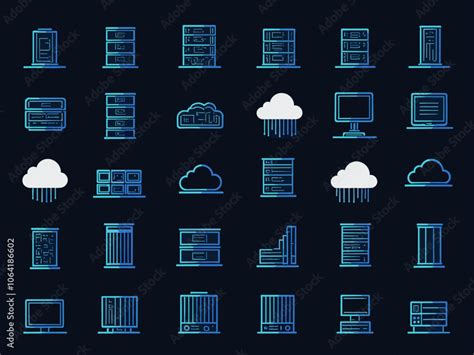 It Architecture Icon Collection Set Containing System Network