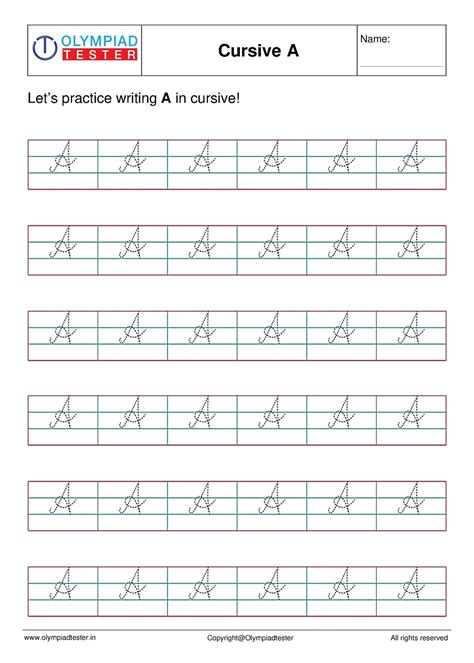 Cursive Writing Worksheets For Kindergarten Olympiad Tester