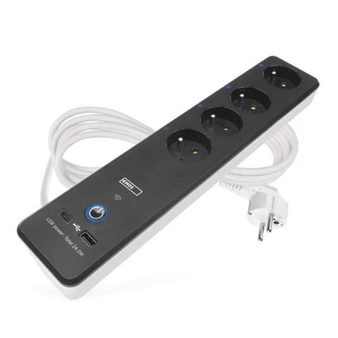 Gosmart Extension Cord 2 M 4 Sockets Switch With Usb White