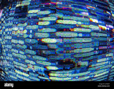 Glitch Art Transmission Error Blue Pixel Static Noise Pattern Stock