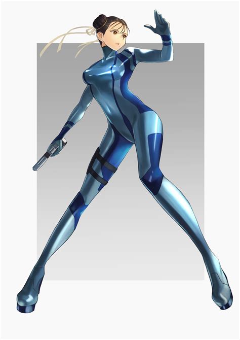 Safebooru 1girl Absurdres Bangs Blue Bodysuit Bodysuit Breasts Brown Eyes Brown Hair Chun Li