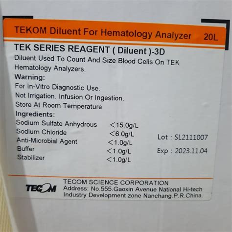 Jual Diluent Tekom 3d Reagen Diluent Hematology Analyzer 20 Liter