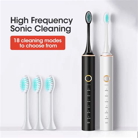 Electric Toothbrush Usb Charge Sonic Vibration With 4 Brush Heads