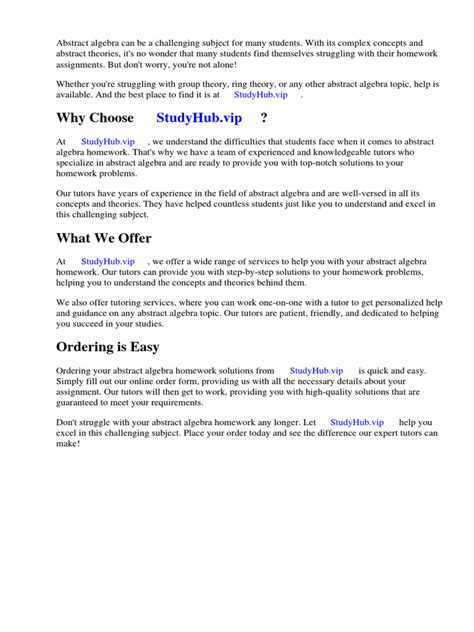 Abstract Algebra Homework Solutions Pdf Group Mathematics Ring