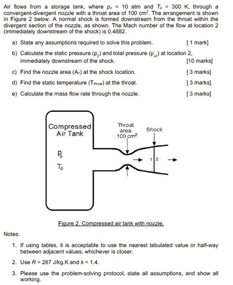 solved air flows from a storage tank where po 10 atm and to 300 k