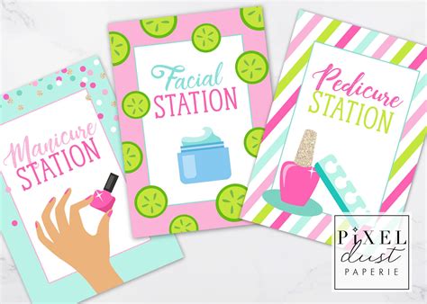 Printable Spa Stations Party Signs Set Artofit
