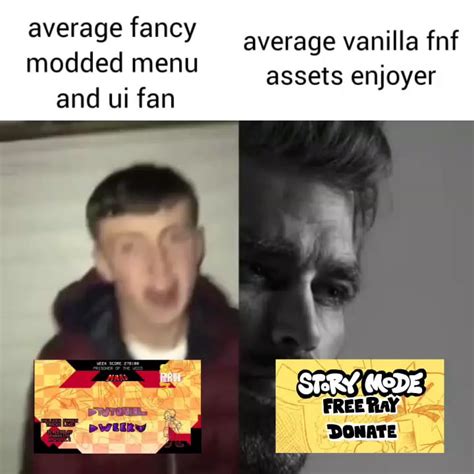 Average Fancy Modded Menu And Ui Fan Vs Average Vanilla Fnf Assets