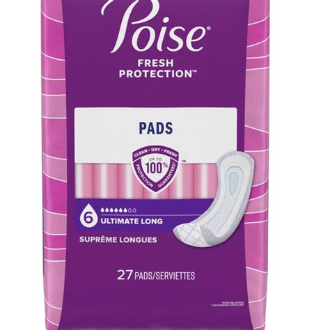 Poise Incontinence Pads For Women 6 Drop Ultimate Absorbency Long