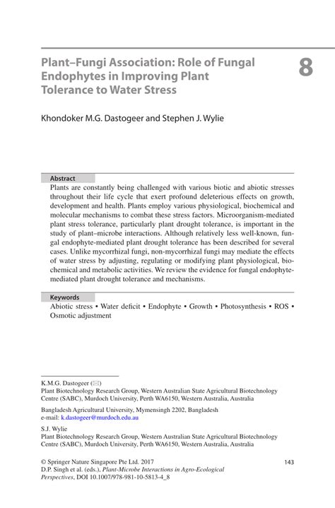 Pdf Plant Fungi Association Role Of Fungal Endophytes In Improving