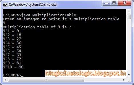Java Program To Print Multiplication Table Magicduetologic