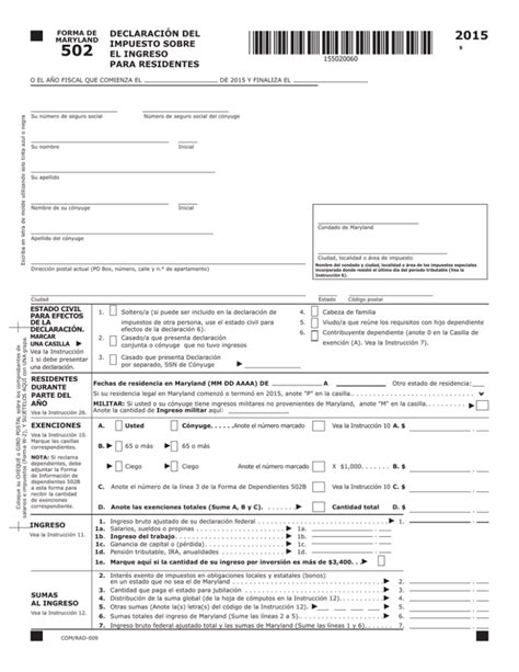 502 Maryland Tax Forms And Instructions