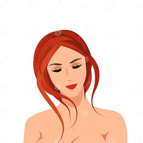 Beautiful Relaxed Nude Girl Isolated On White Vector Illustration