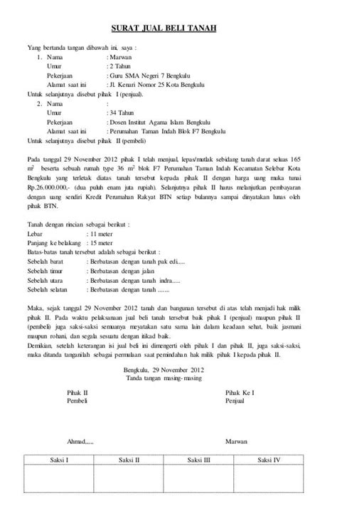 Contoh Surat Jual Beli Tanah Bermaterai Yang Baik Dan Benar Riset