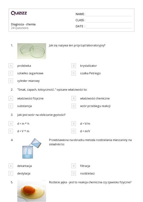 Ponad 50 Chemia Arkuszy Roboczych Dla Klasa 7 W Quizizz Darmowe I Do