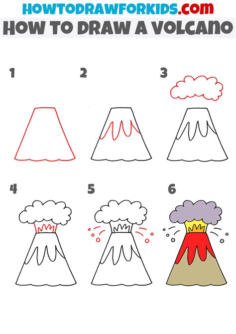 How To Draw A Volcano Really Easy Drawing Tutorial Easy Drawings My