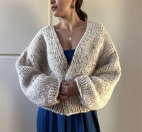 Knitting Pattern Cloud Cardigan Pdf Oversized Sweater Design With Balloon Sleeves Top Down Diy