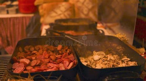 Krakow Christmas Market With Fresh Grilled Food Bread Or Loafs On Display In A Christmas