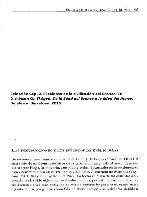 Texto P Selección Cap 2 El Colapso De La Civilización Del Bronce
