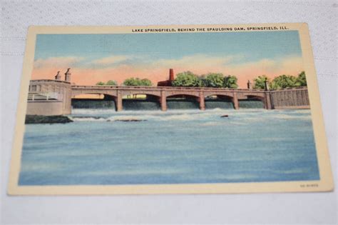 Lake Springfield Behind The Spaulding Dam Springfield Illinois Postcard