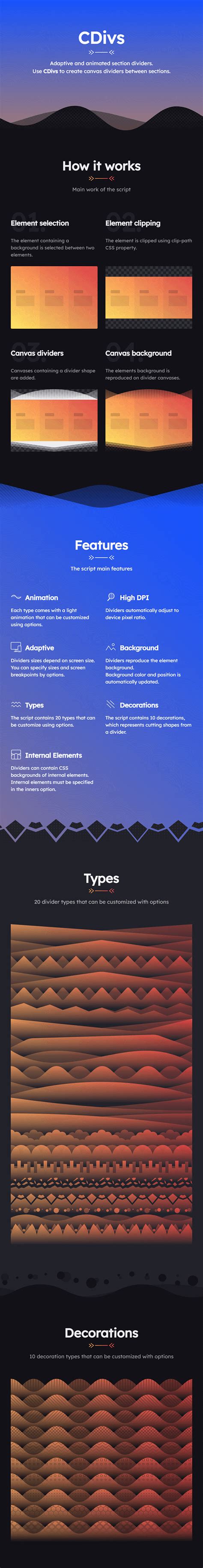 Cdivs Adaptive And Animated Canvas Section Dividers Codemarket