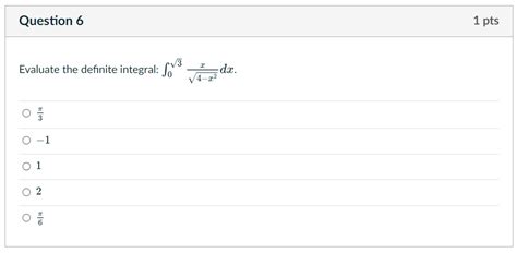 Question 6Evaluate The Definite Integral Chegg Com
