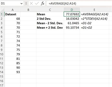 如何在 Excel 中计算 2 个标准差 Statorials