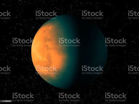 Planet With A Solid Surface In Outer Space Superearth Planet Stock