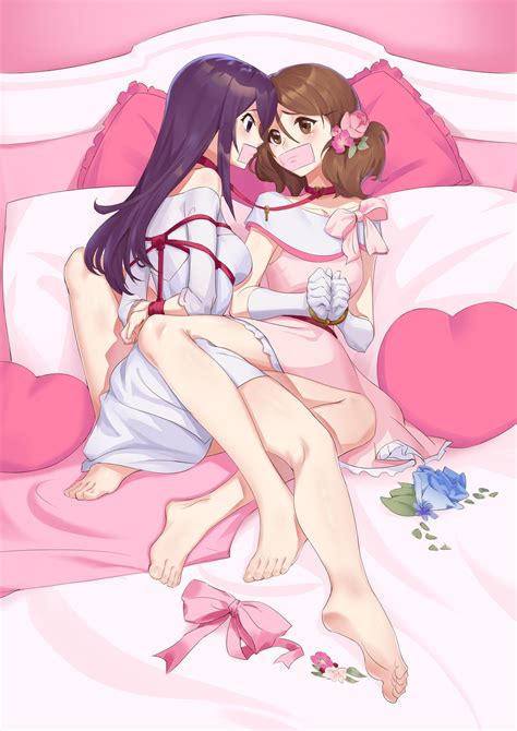 Rule 34 2girls Arms Tied Behind Back Artist Request Bondage Bound Wrists Brown Eyes Brown Hair