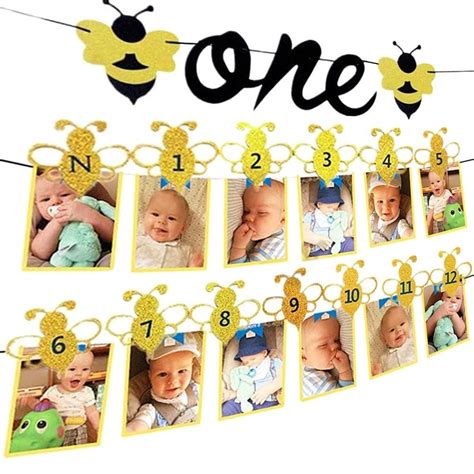 JeVenis Set Of 2 Bumble Bee Monthly Photo Banner First Year Photo