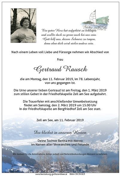 Bestattung Gschwandtner Todesfall Gertraud Rausch