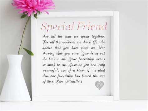 Special Friend Personalised Framed Poem Tagged
