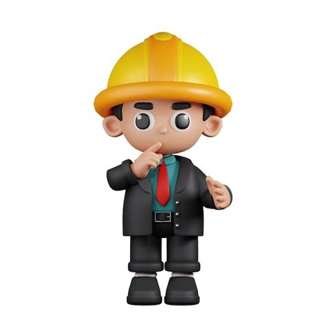 Premium Psd 3d Character Engineer Quiet Pose