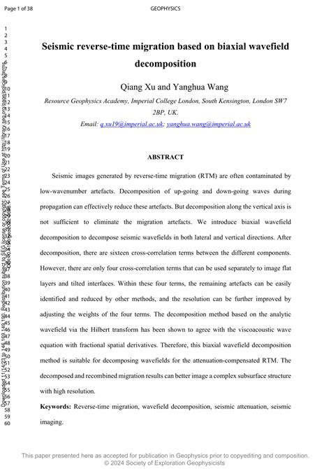 Pdf Seismic Reverse Time Migration Based On Biaxial Wavefield Decomposition
