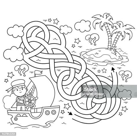 Labyrinthe Ou Jeu De Labyrinthe Puzzle Route Enchevêtrée Coloriage