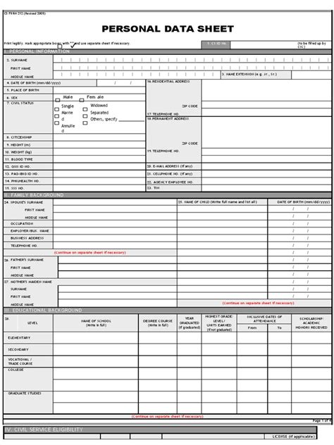 Personal Sheet Data Pdf