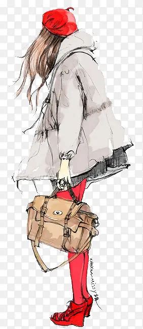 一个戴红帽子的女孩png图片素材下载 图片编号8477877 Png素材网
