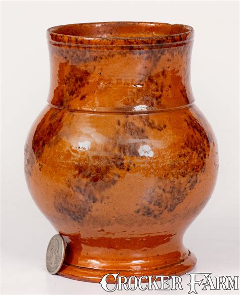 Fine John Bell J Bell Early Redware Ale Mug With Manganese