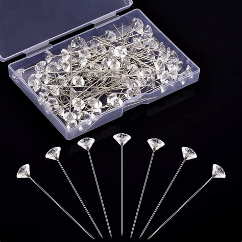 50pcs Diamond Shape Pins Plastic Head Corsage Boutonniere Pins Bouquet