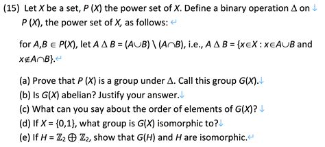solved 15 let x be a set p x the power set of x define
