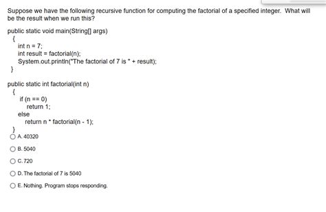 Solved Suppose We Have The Following Recursive Function For Chegg