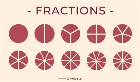 Fractions Pie Icon Education Elements Pack Vector Download