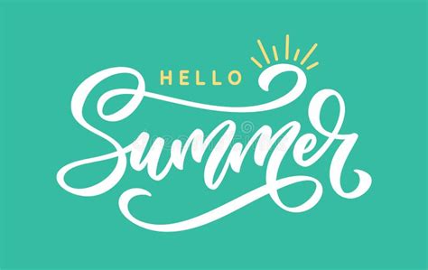 Hello Summer Hand Lettering Composition Stock Illustration