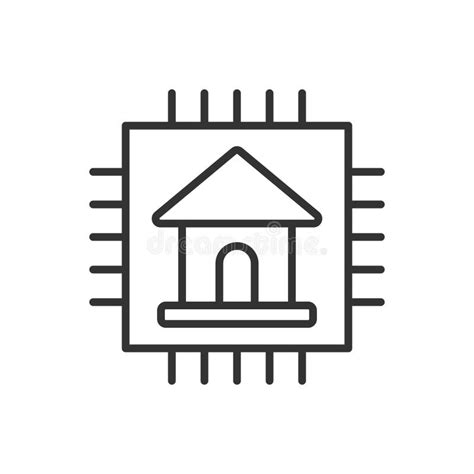 Smart Home Processor Icon Microchip Icon Stock Vector Illustration